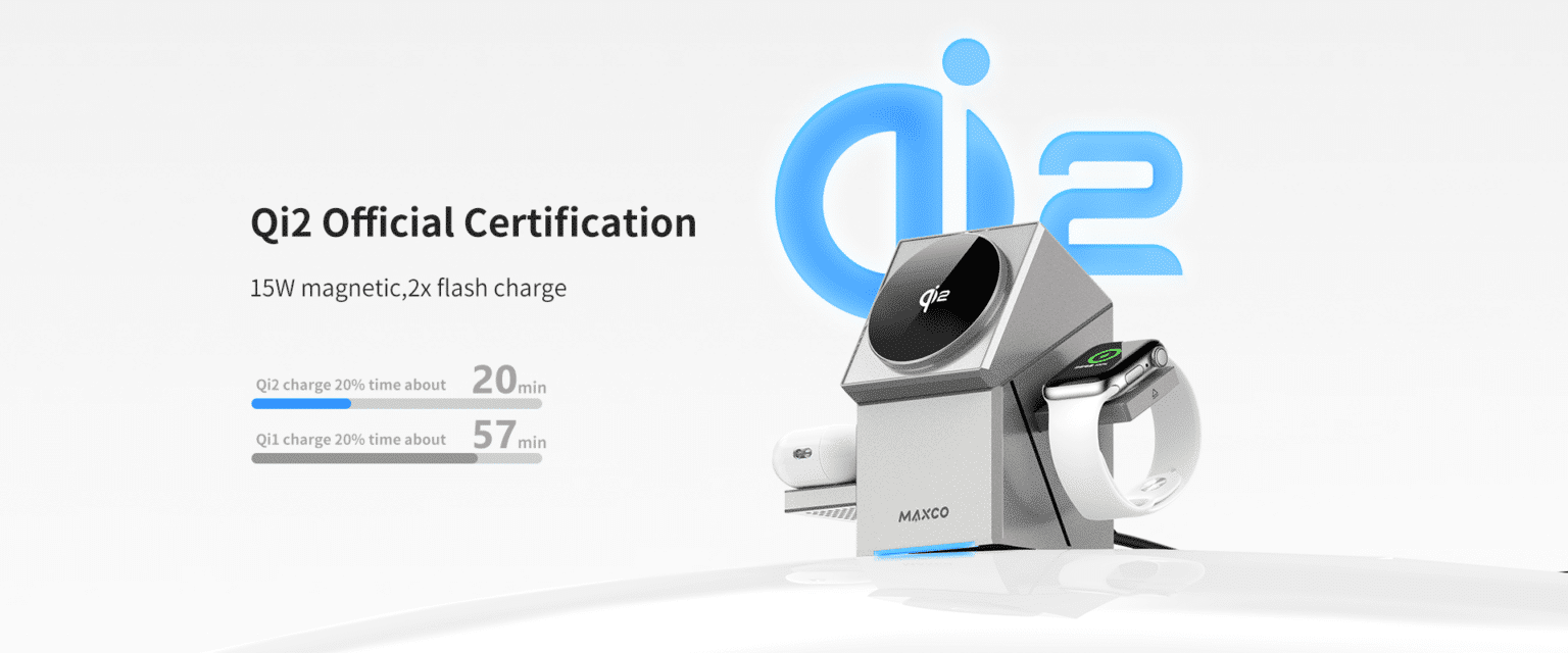 Maxco MW11 Geometric QI2 Magnetic Wireless Charger 3 IN 1 Wireless ...