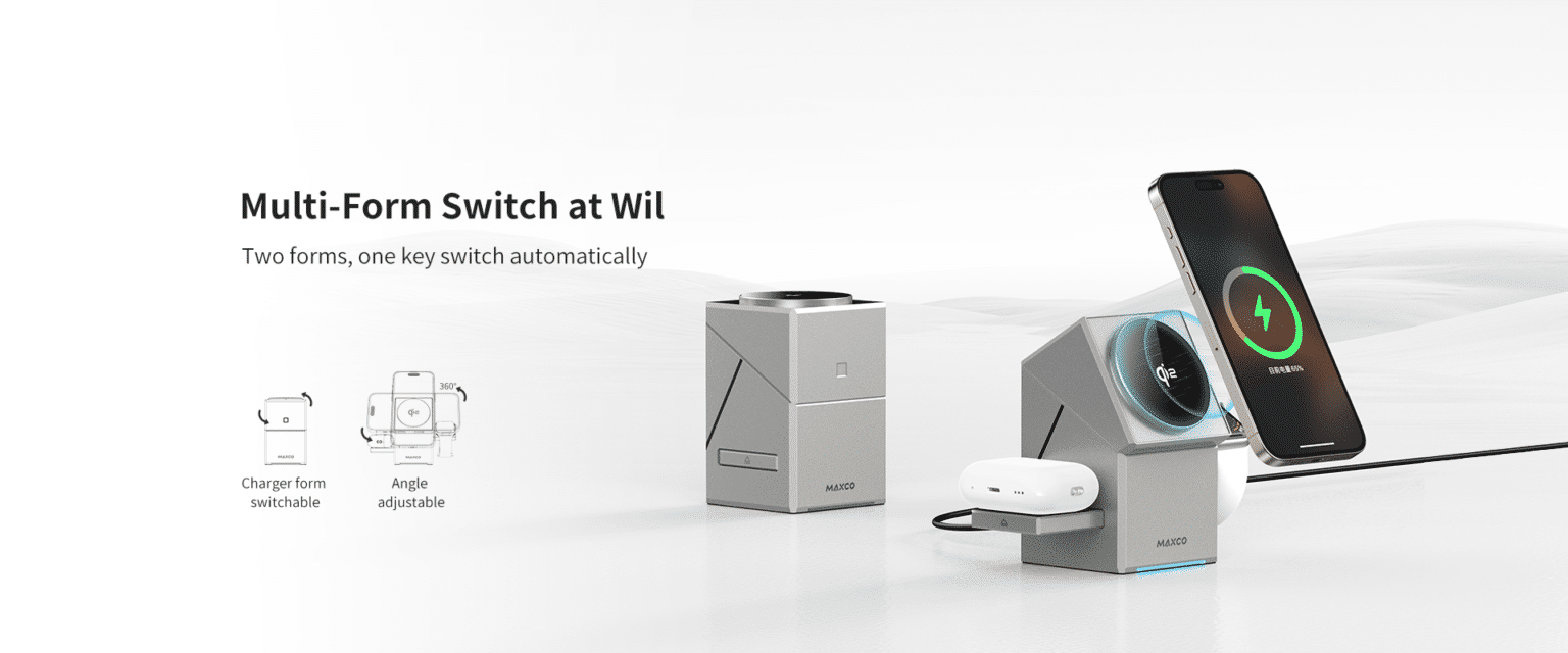 Maxco MW11 Geometric QI2 Magnetic Wireless Charger 3 IN 1 Wireless ...